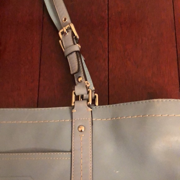 Coach | Bags | Coach Light Blue Leather Tote Bag Shoulder Bag Handbag ...